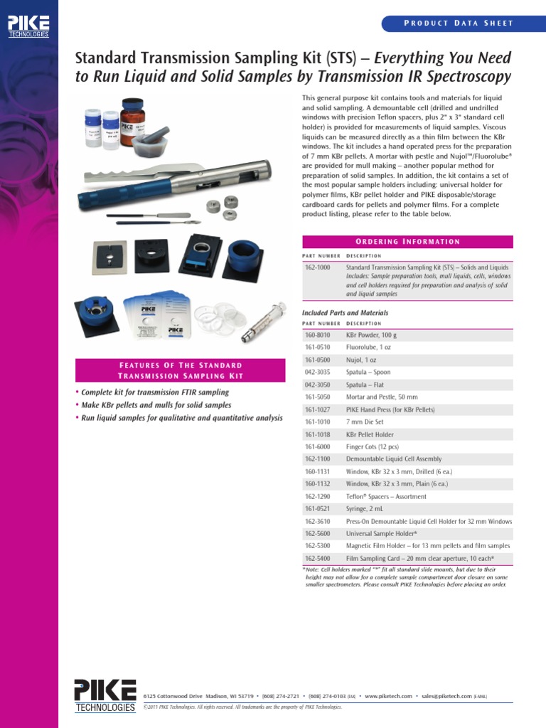 Pike Standard Sampling Kit | PDF | Scientific Techniques | Materials ...