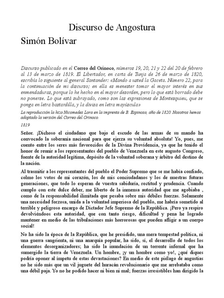 Discurso Angostura | PDF