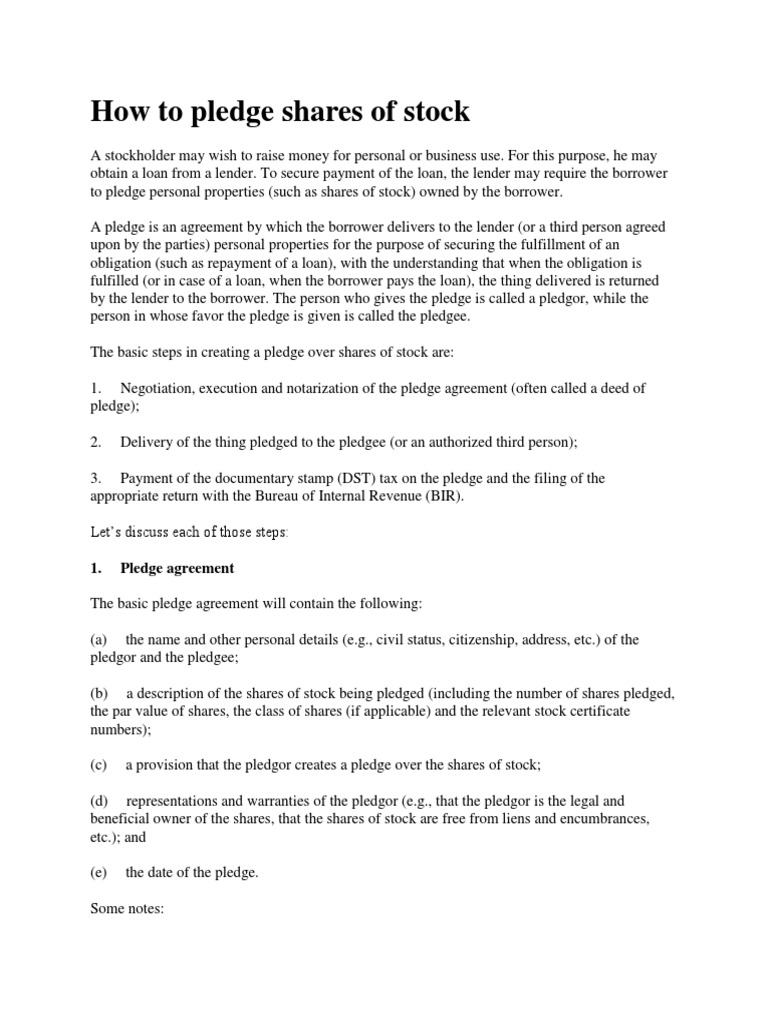 Stock Pledge Guide for Investors | PDF | Stocks | Loans
