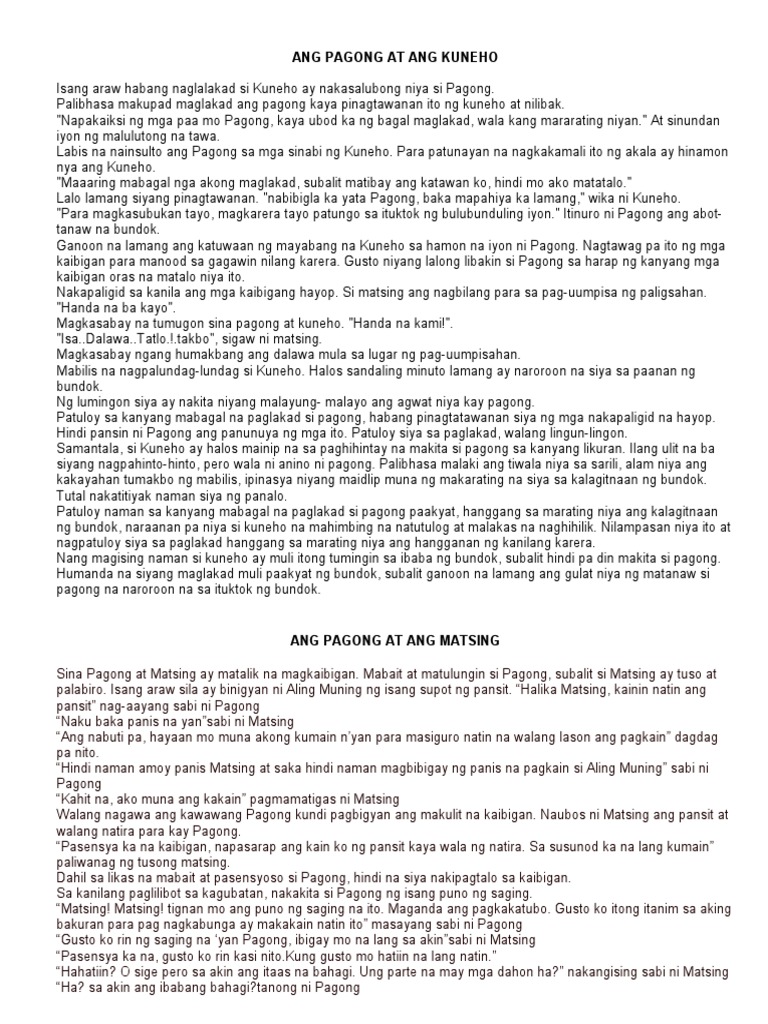 Ang Pagong at Ang Kuneho | PDF