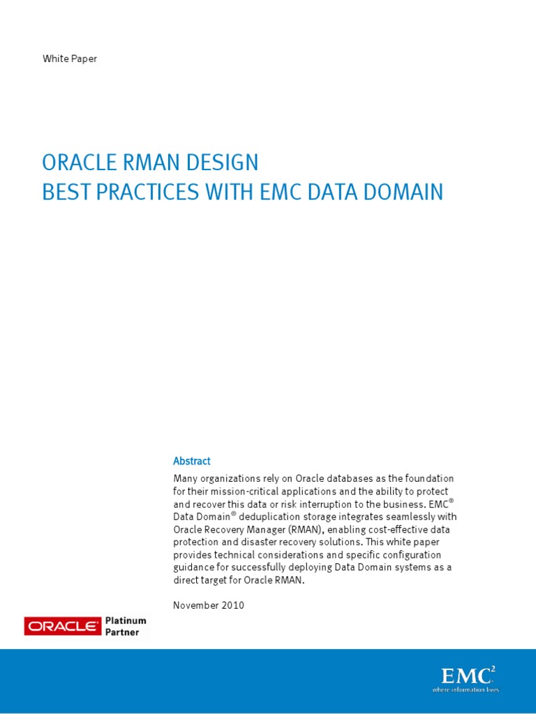h8110 Oracle Rman Data Domain WP | PDF | Backup | Oracle Database