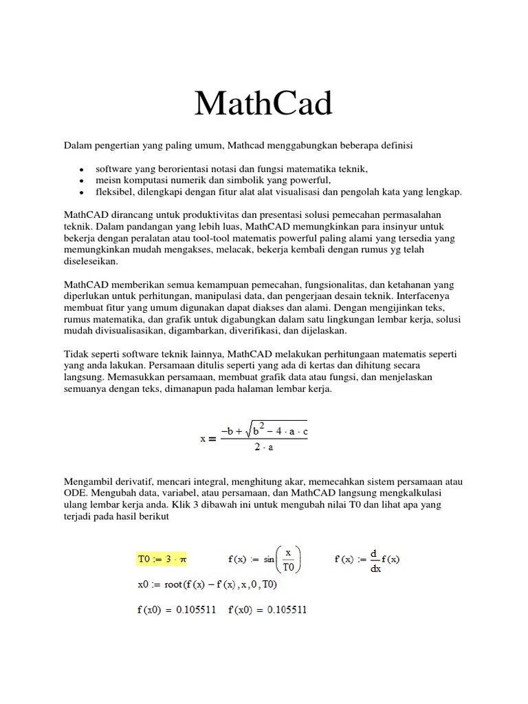 Belajar Mudah Mathcad | PDF