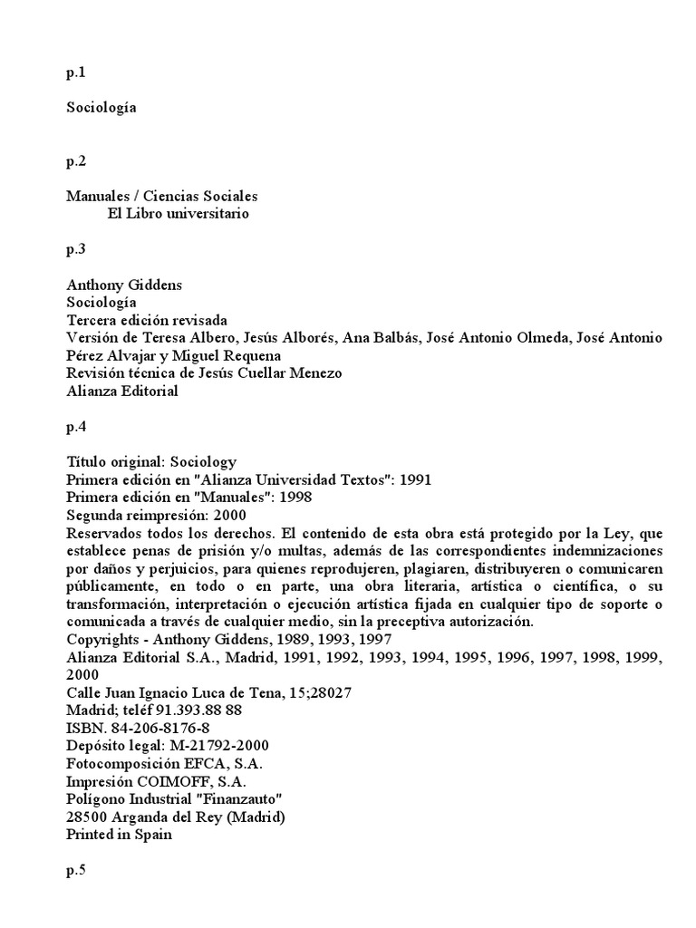 Giddens, Anthony - Manual de Sociologia | PDF