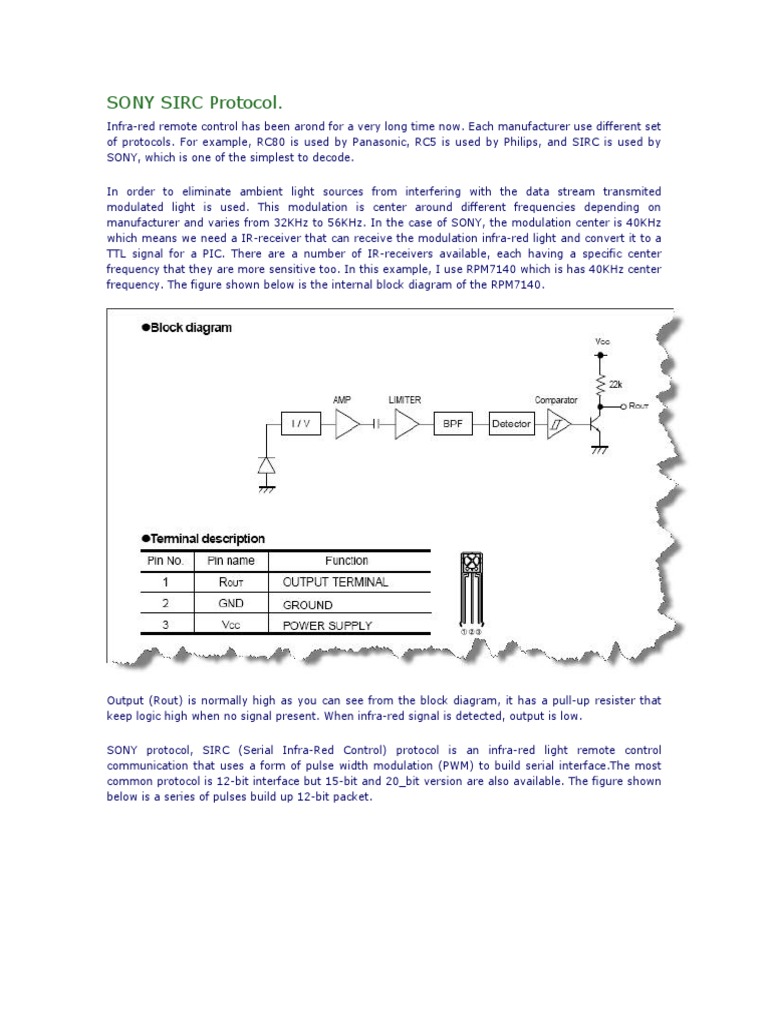 Sony Sirc Protocol | PDF | Remote Control | Modulation