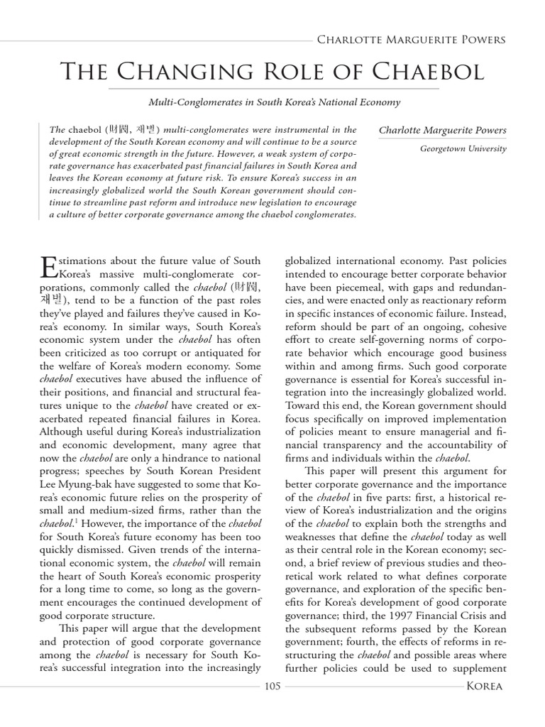 The Chaebol's Role in Korea's Economy | PDF | Corporate Governance ...