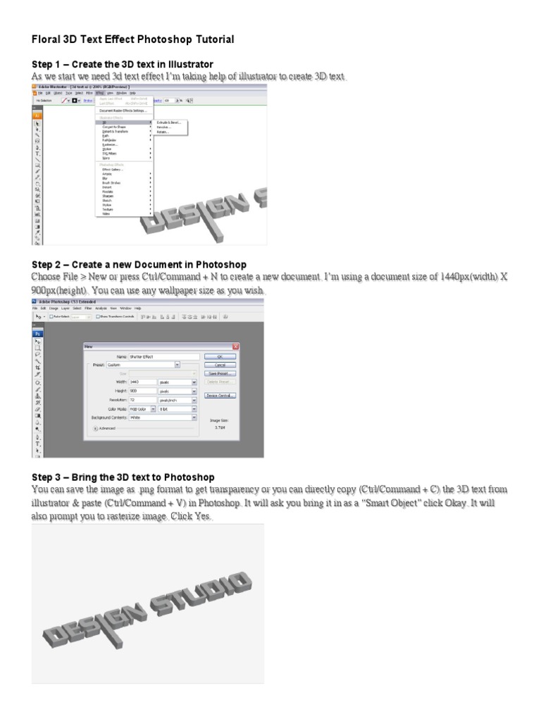 Floral 3D Text Effect Tutorial | PDF | Adobe Photoshop | Optics