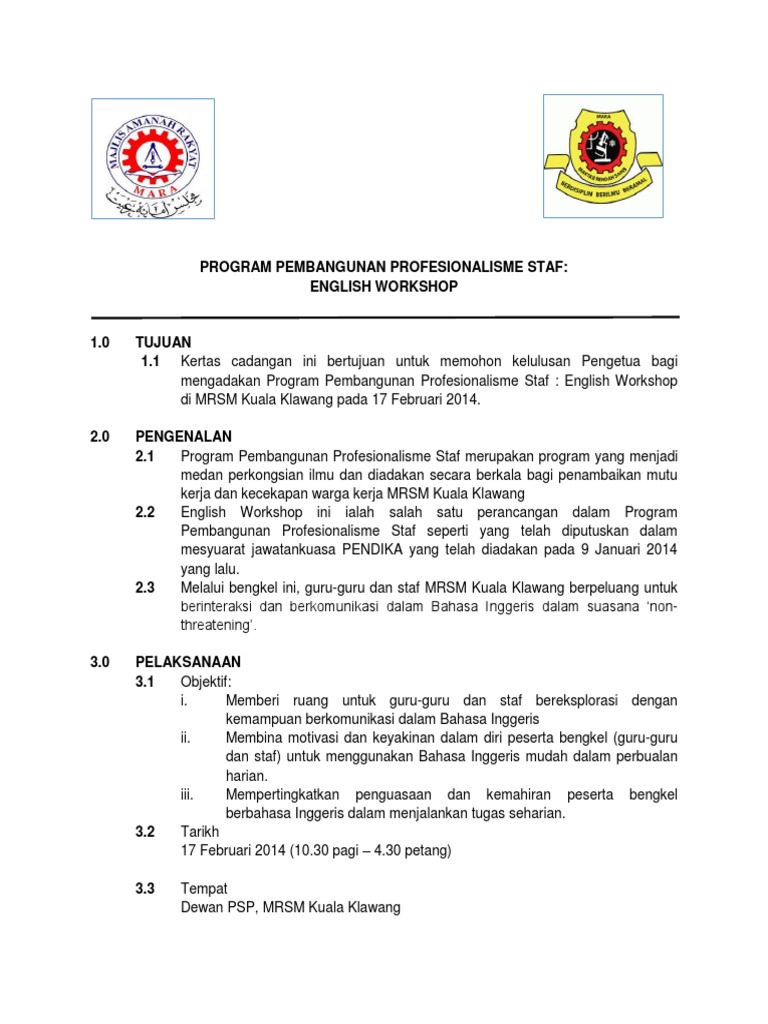 Kertas Kerja English Workshop | PDF