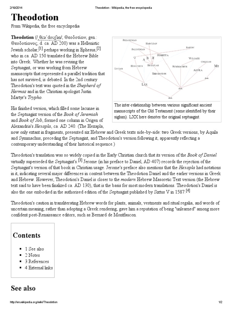 Theodotion - Wikipedia, The Free Encyclopedia | PDF | Septuagint ...