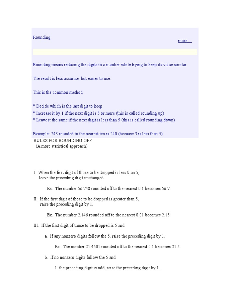 Rules For Rounding Off | PDF | Rounding | Numbers