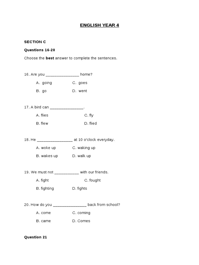English Year 4 | PDF