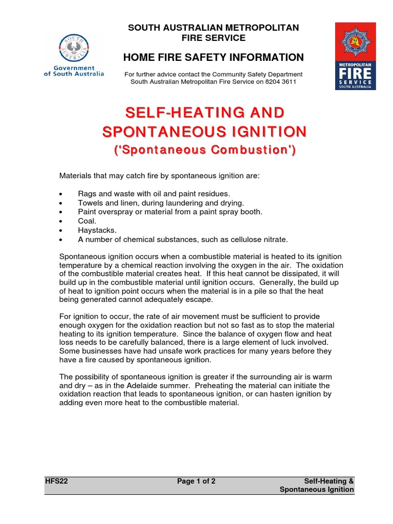 Selfheating and Spontaneous Ignition Spontaneous Combustion | Download ...