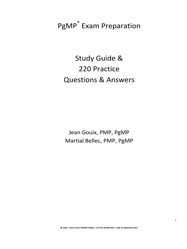 PGMP Exam Preparation: Jean Gouix, PMP, PGMP Martial Bellec, PMP, PGMP ...