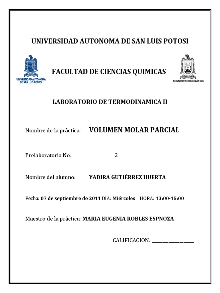 Volumen Molar Parcial en Soluciones | PDF | Densidad | Agua