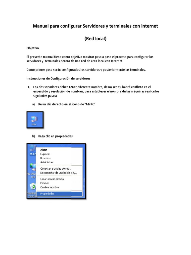 Manual para Configurar Servidores y Terminales Con Internet | PDF | Point and Click | Ventana ...