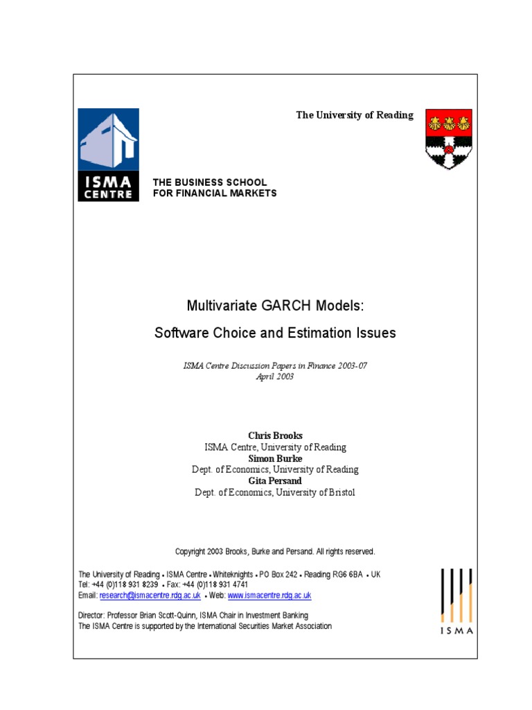 Multivariate GARCH Models: Software Choice and Estimation Issues | PDF ...