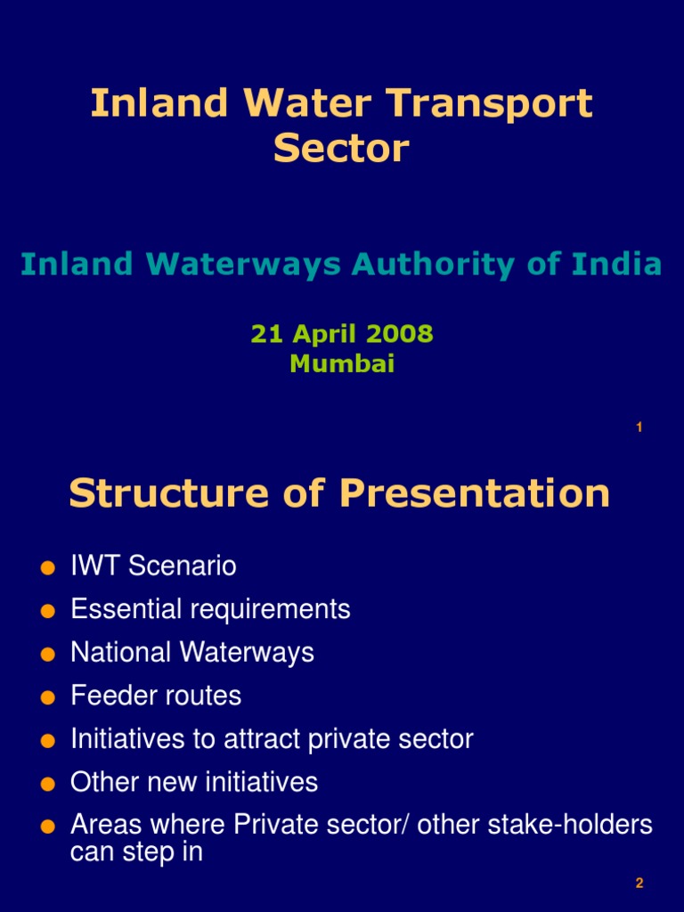 Inland Water Transport in India Overview | PDF | Industries | Water ...