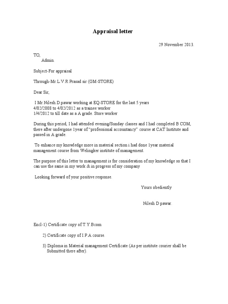 Appraisal Letter | PDF