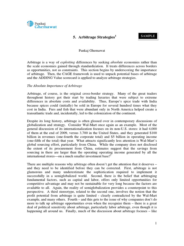Arbitrage Strategies: The Absolute Importance of Arbitrage | PDF | Arbitrage | Strategic Management
