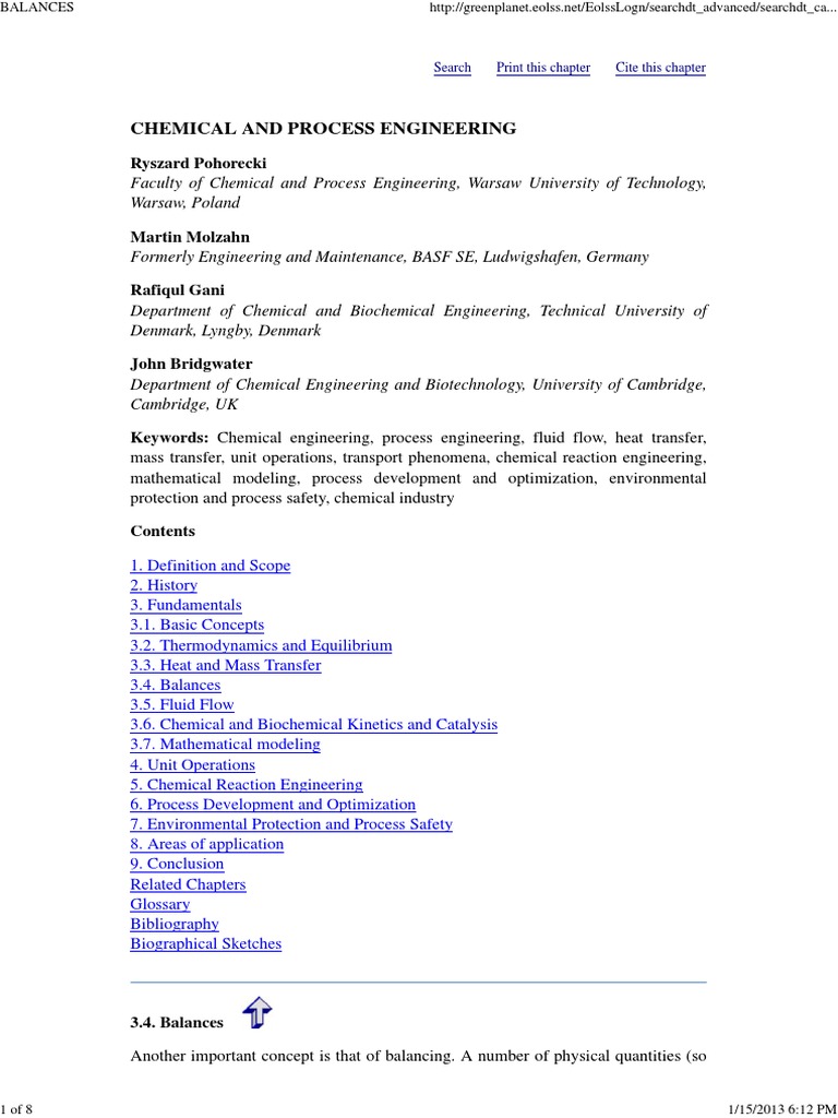 Chemical and Process Engineering: Ryszard Pohorecki | PDF ...