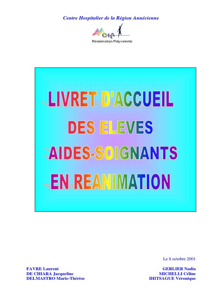 Livret D'accueil Des Eleves Aides Soignants en Reanimation | PDF | Médecine de soins intensifs ...