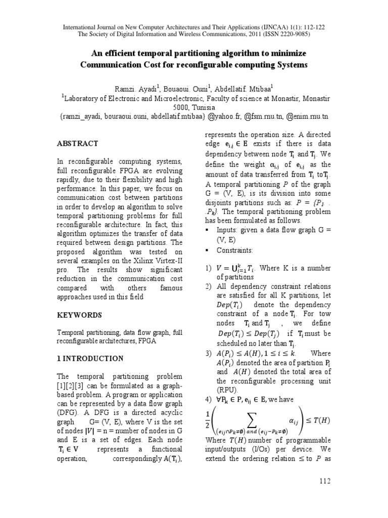 An Efficient Temporal Partitioning Algorithm To Minimize Communication Cost For Reconfigurable ...