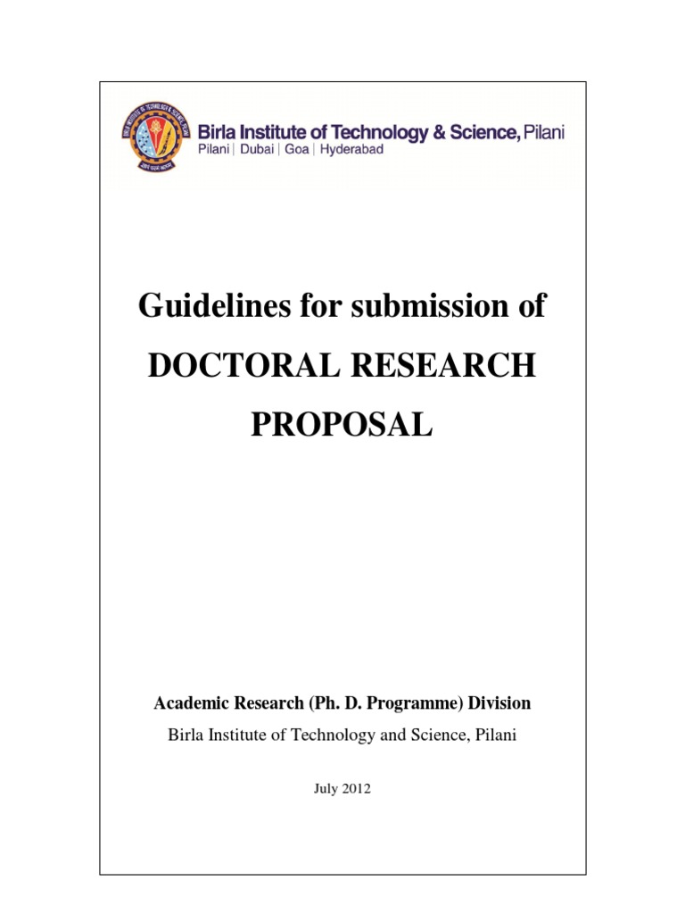 Pilani July 2012, Guidelines For Submission of DOCTORAL RESEARCH ...