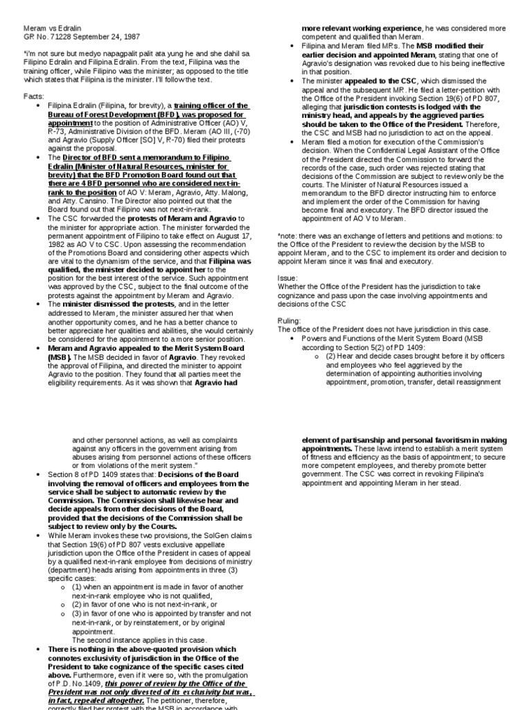 Meram vs Edralin GR No. 71228 | PDF | Business