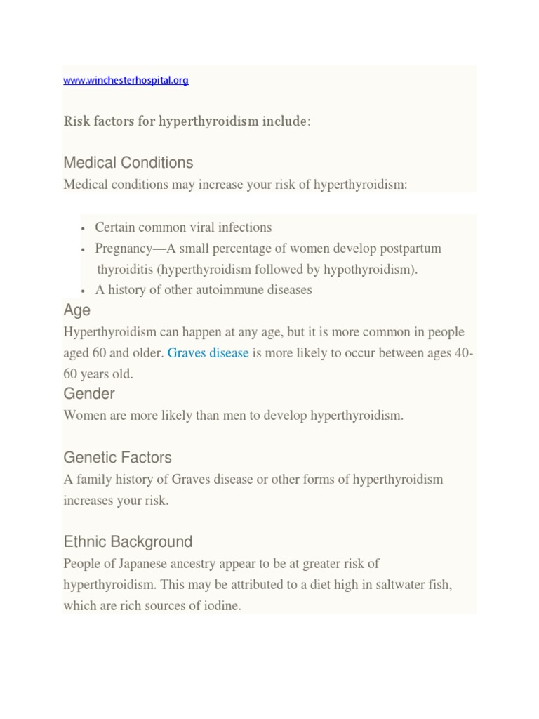 Risk Factor Hyperthyroid | PDF | Hyperthyroidism | Thyroid