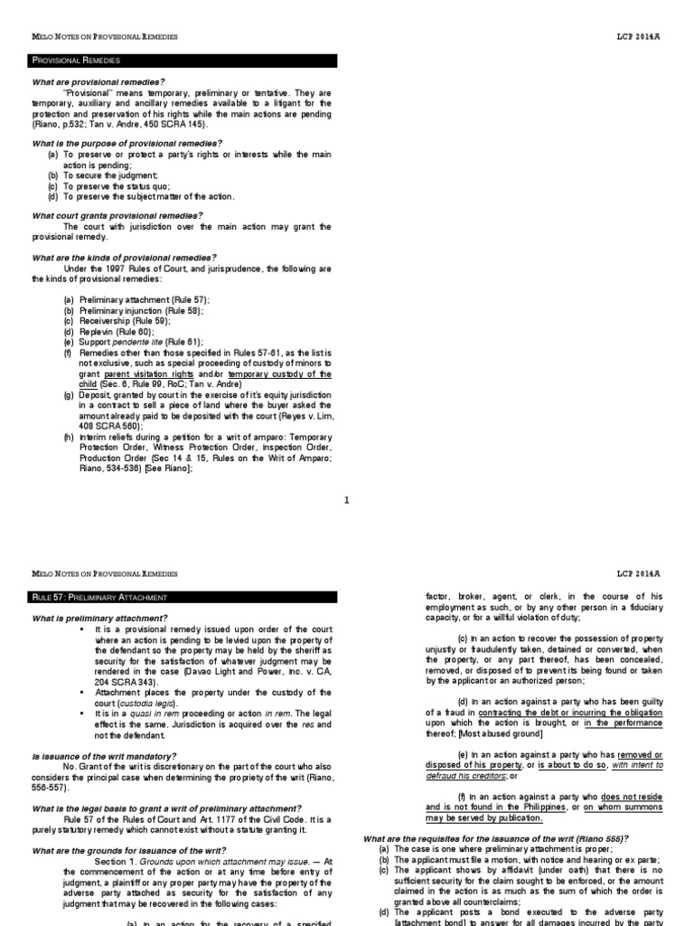 Provrem Finals Reviewer PDF | PDF | Receivership | Injunction