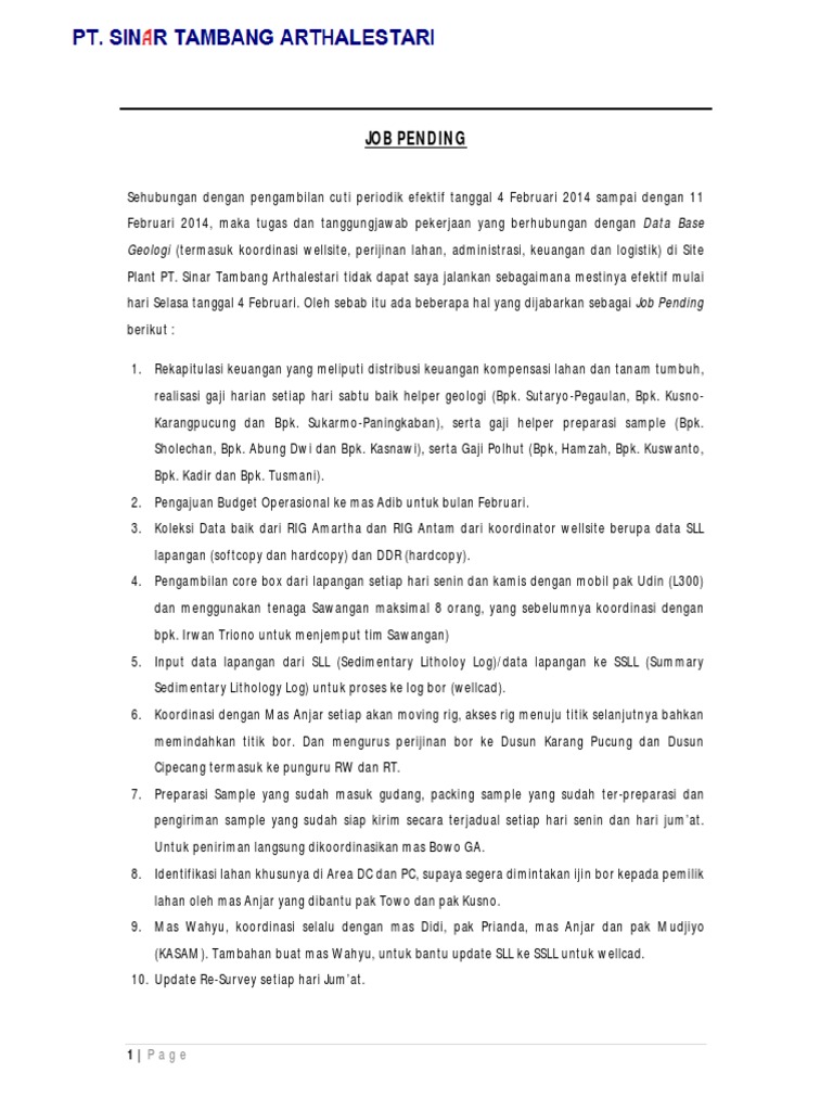 Job Pending 03022014 | PDF | Ilmu Sosial | Sains & Matematika