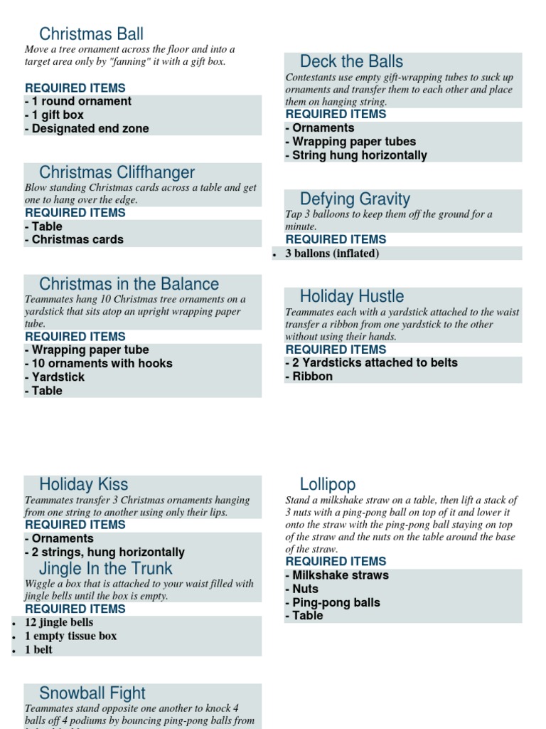 Christmas Balls Game Activities | PDF | Sports & Recreation