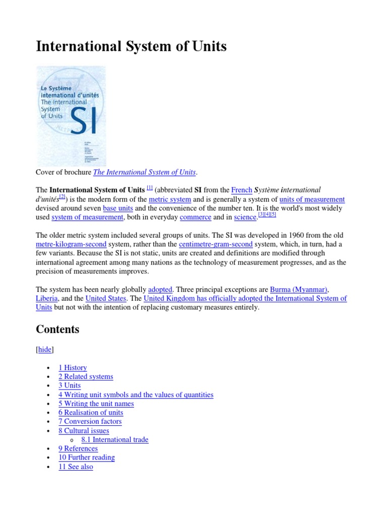 International System of Units | International System Of Units | Units ...
