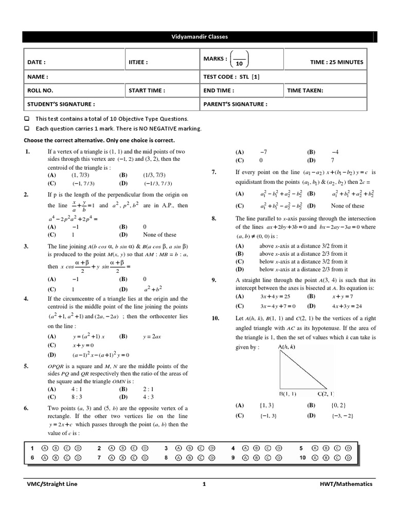This Test Contains A Total of 10 Objective Type Questions. Each ...