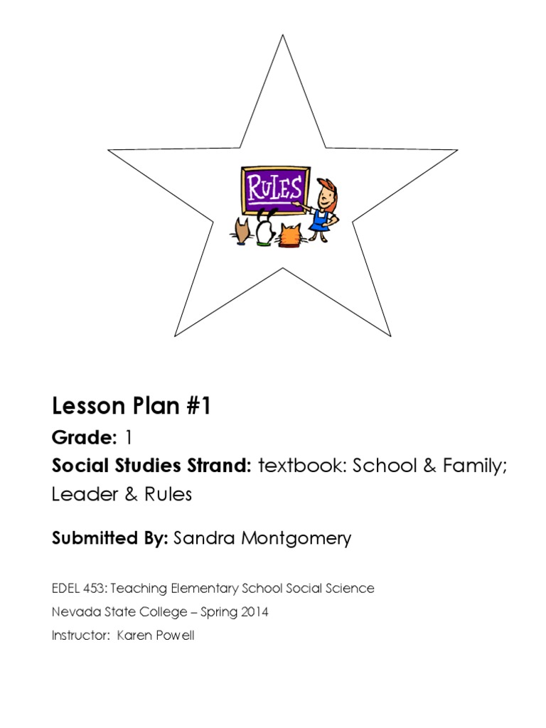 Lesson Plan #1: Grade: 1 Social Studies Strand: Textbook: School ...