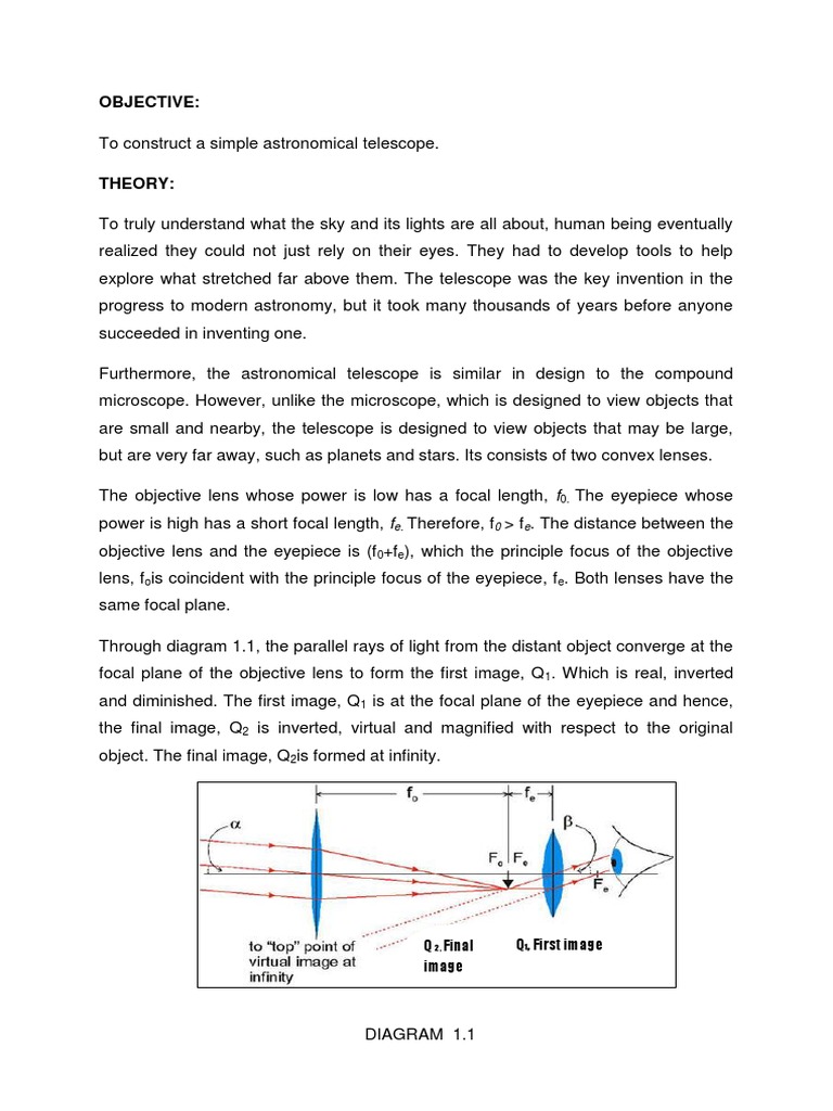 Simple Astronomical Telescope Project | PDF | Lens (Optics) | Natural ...