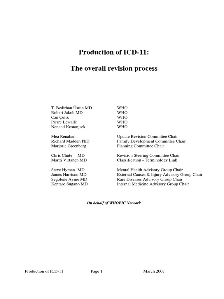 ICD-11 Revision | PDF | International Statistical Classification Of ...