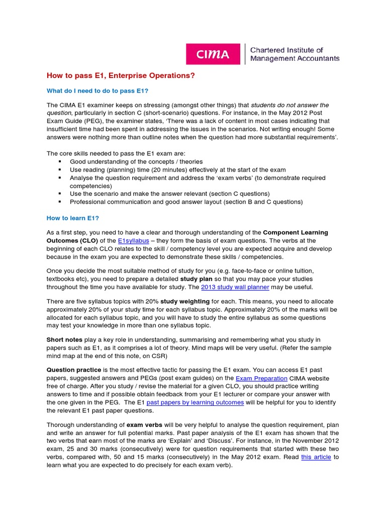 How To Pass E1, Enterprise Operations?: Whatdoineedtodotopasse1? | PDF ...