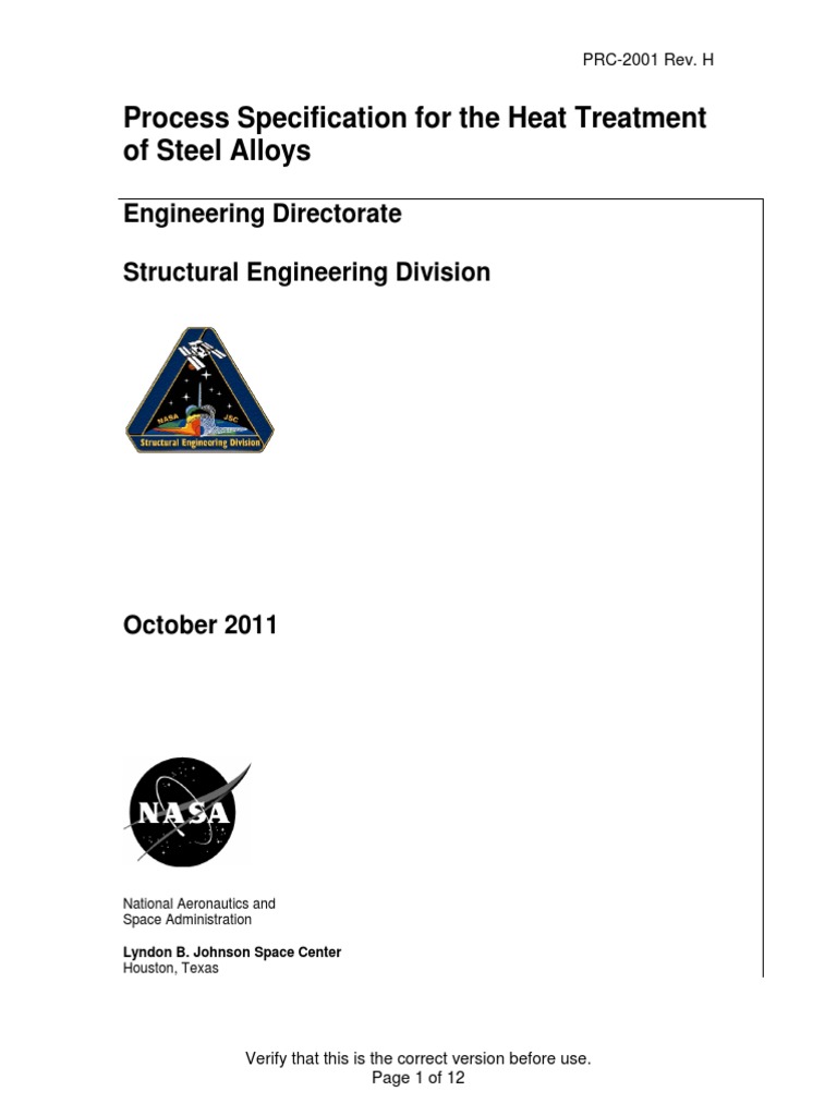 Process Specification For The Heat Treatment of Steel Alloys | PDF ...