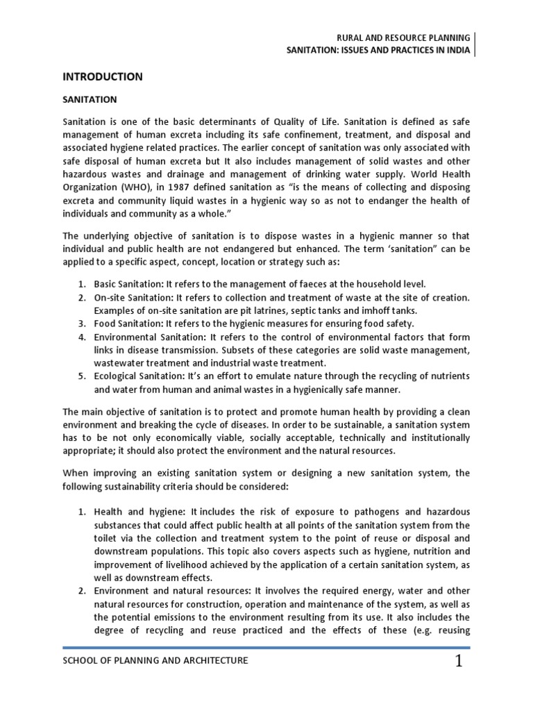 Final Report-Sanitation in India | PDF | Sanitation | Sanitary Sewer