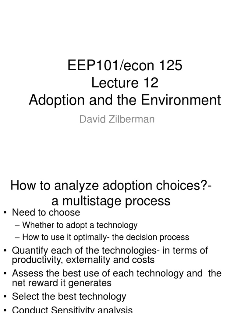 EEP101/econ 125 Adoption and The Environment: David Zilberman | PDF ...