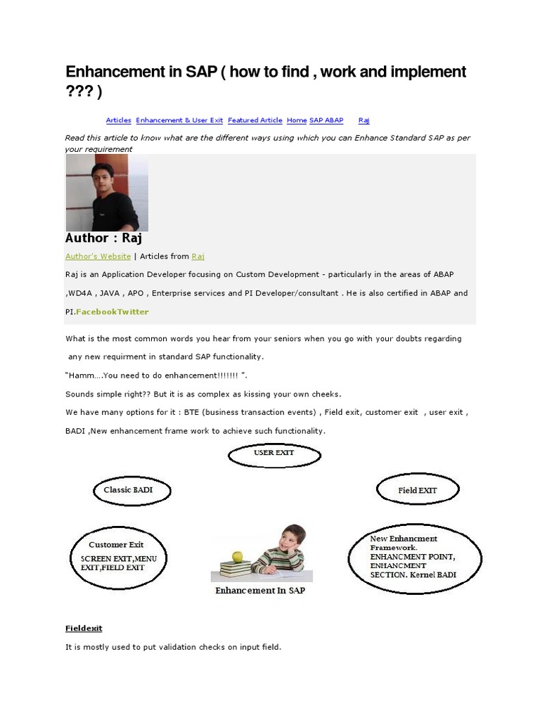 Enhancement in SAP (How To Find, Work and Implement ???) : Author: Raj | PDF | Class (Computer ...