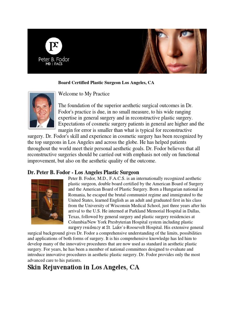 Peter B. Fodor MD FACS: 2080 Century Park East, Suite 710 Los Angeles ...