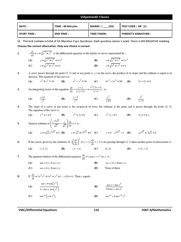 This Test Contains A Total of 10 Objective Type Questions. Each ...
