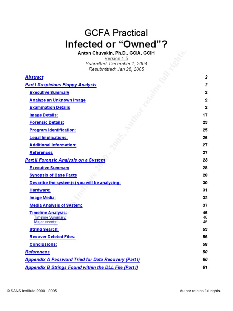 Anton Chuvakin SANS GIAC GCFA Certification Document | Computer File ...