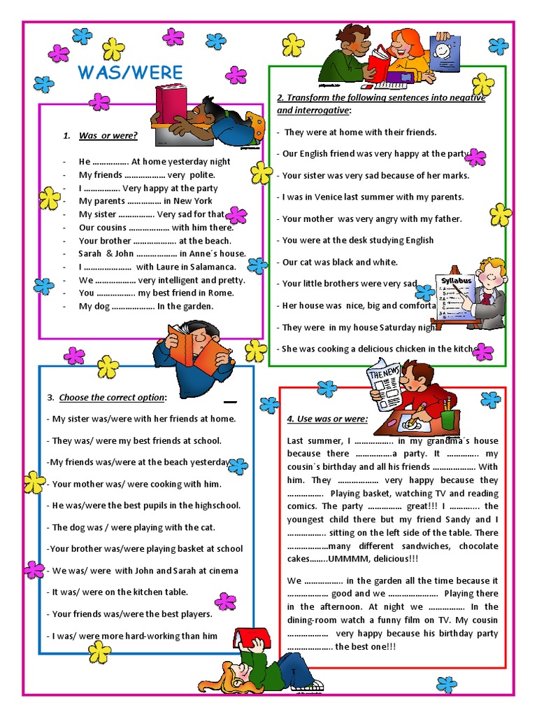 Was/Were: 2. Transform The Following Sentences Into Negative and ...