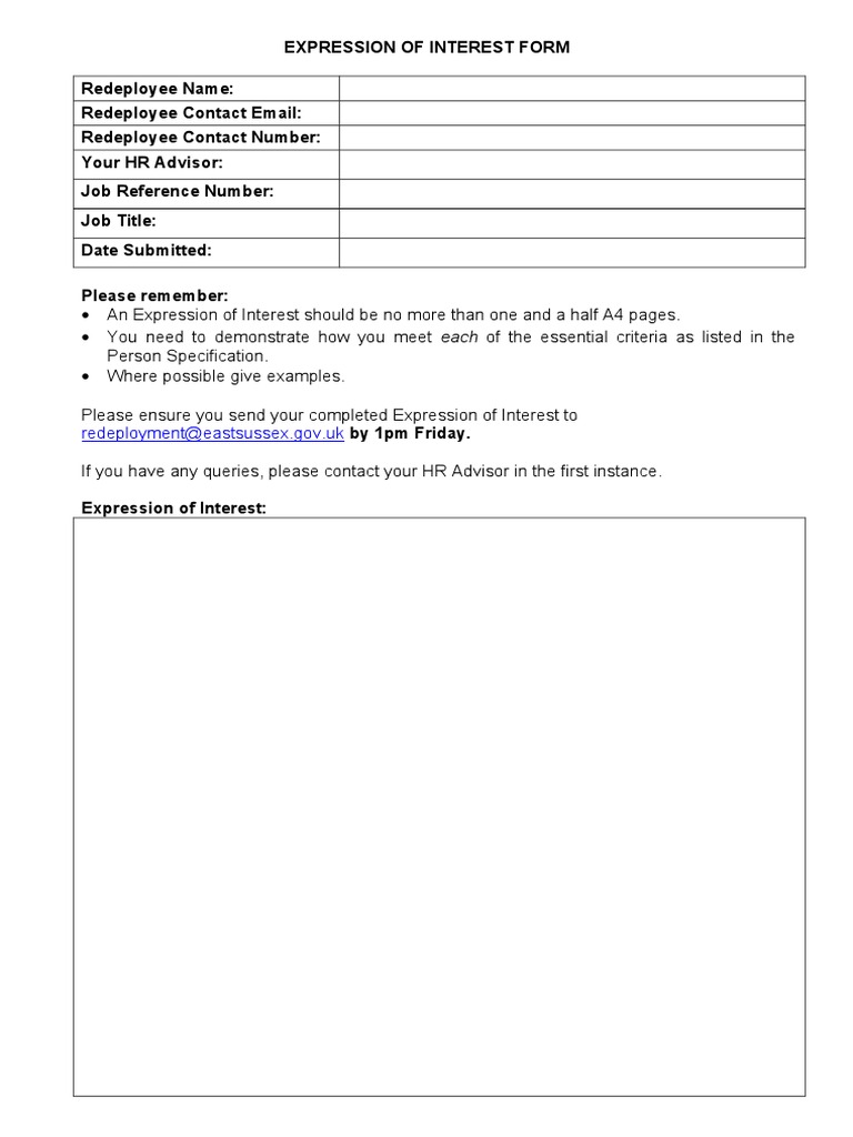 Expression of Interest Submission Guide | PDF | Career & Growth