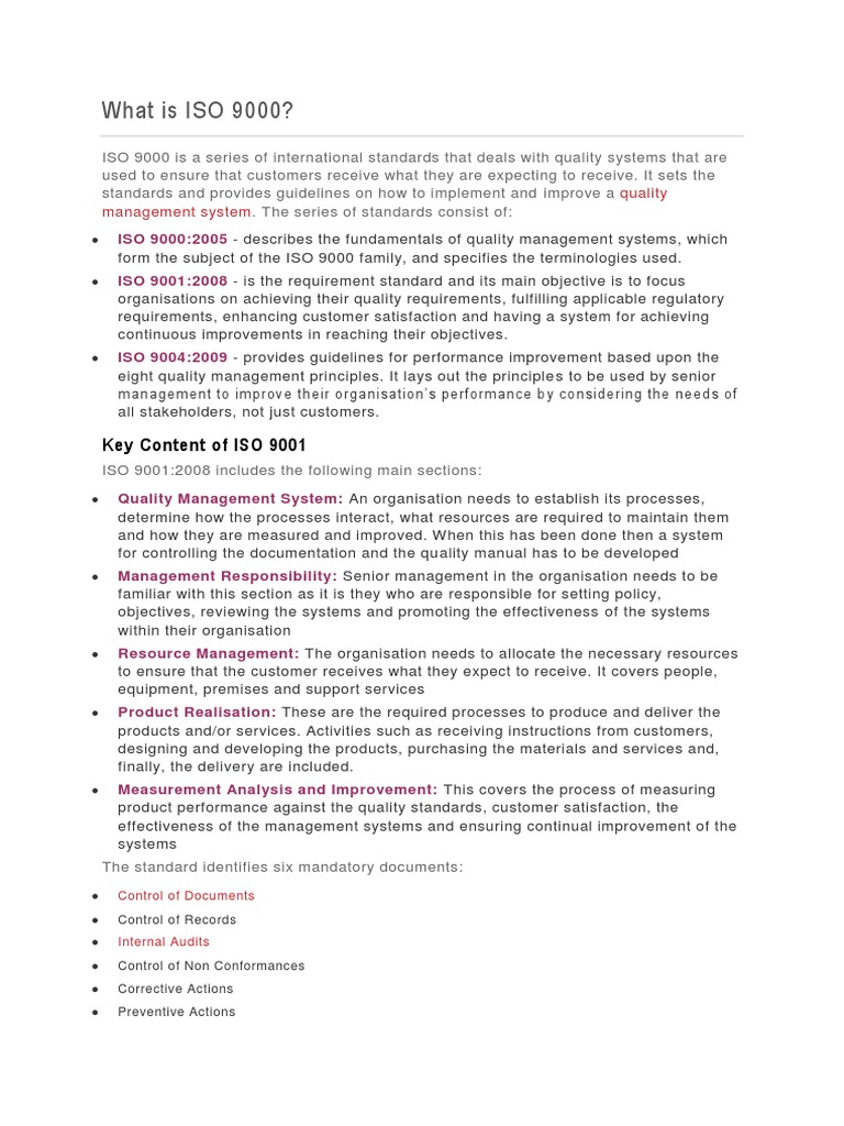 What Is ISO 9000 | PDF | Iso 9000 | Quality Management System