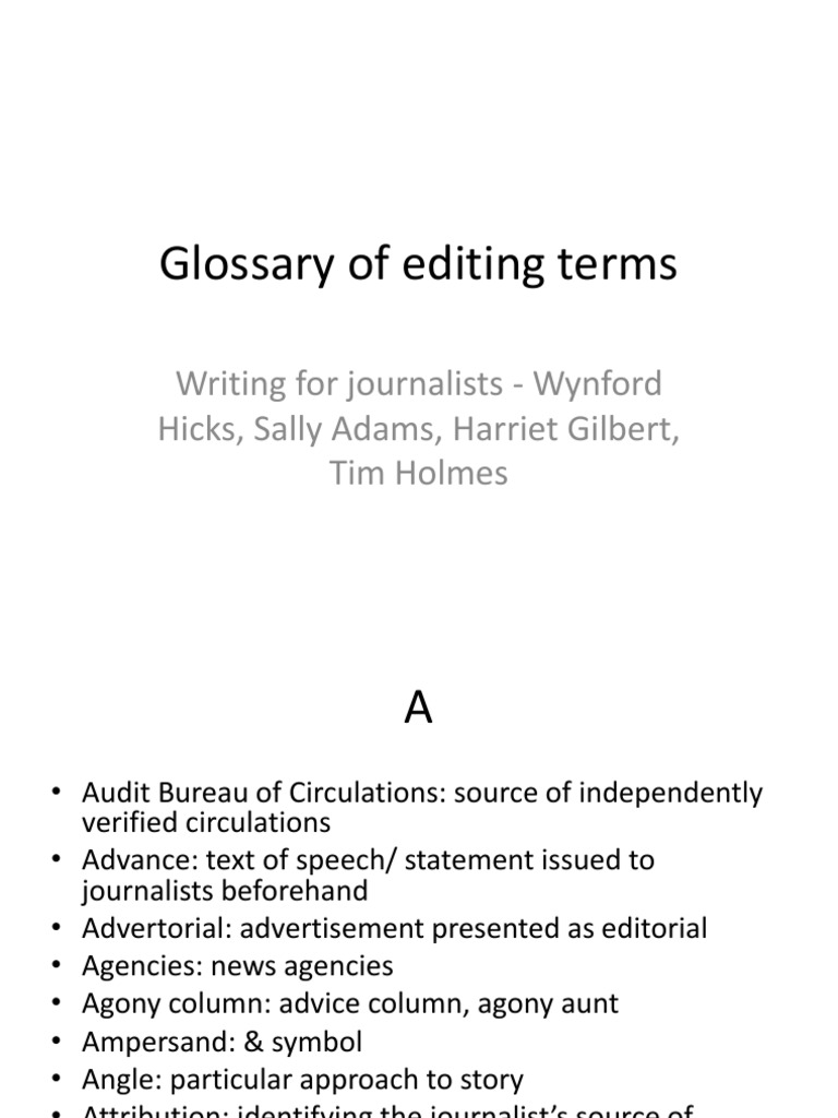 Editing Terms Glossary for Journalists | PDF | Newspapers | News