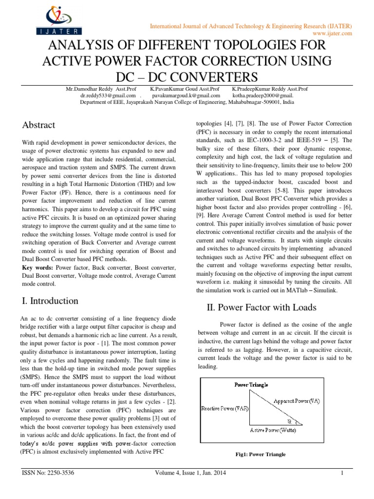 Analysis of Different Topologies For Active Power Factor Correction ...
