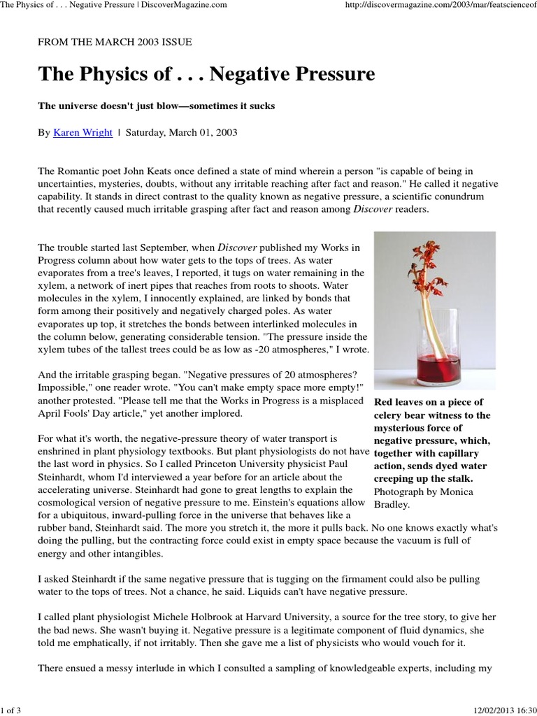 The Physics of - . Negative Pressure | PDF | Ultimate Tensile Strength ...